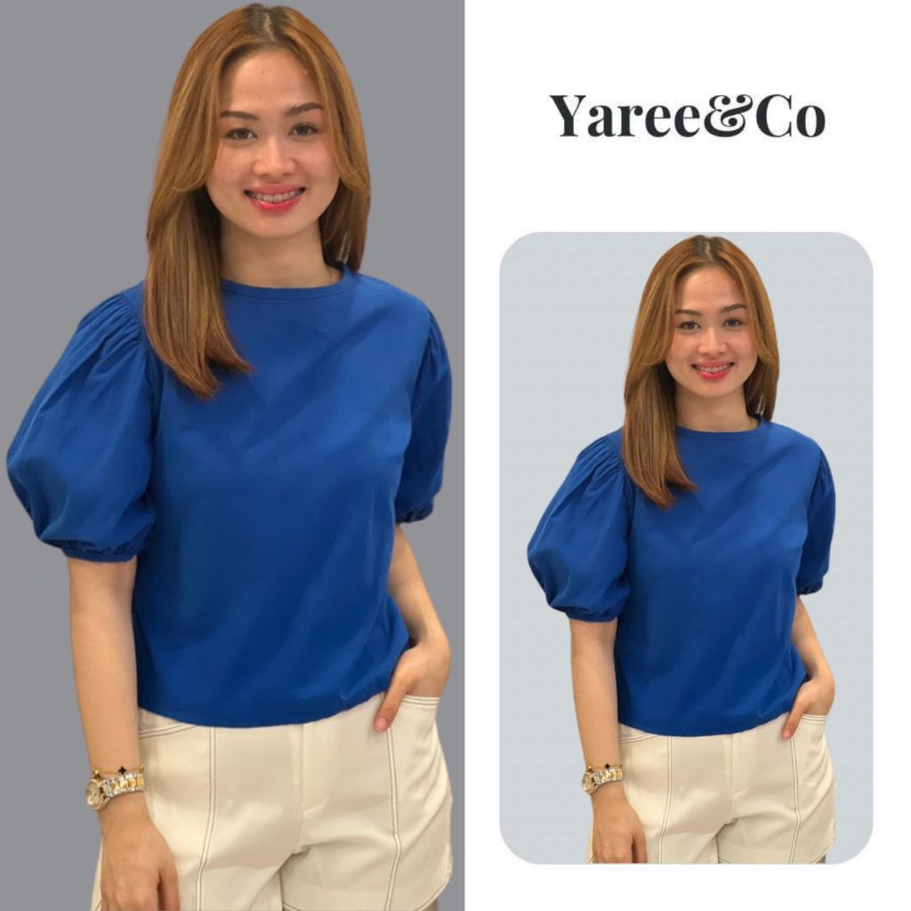 Yaree&Co. Matilda Puffsleeves roundneck linen top | Shopee Philippines