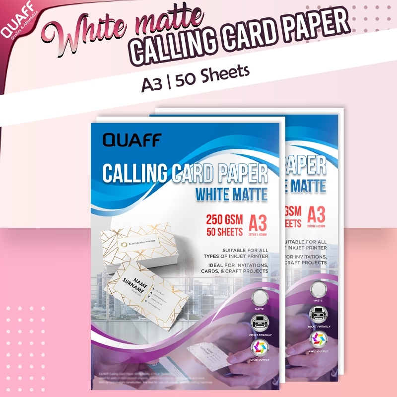 QUAFF Double Sided White Matte Calling Card Paper 250gsm 50sheets/pack ...