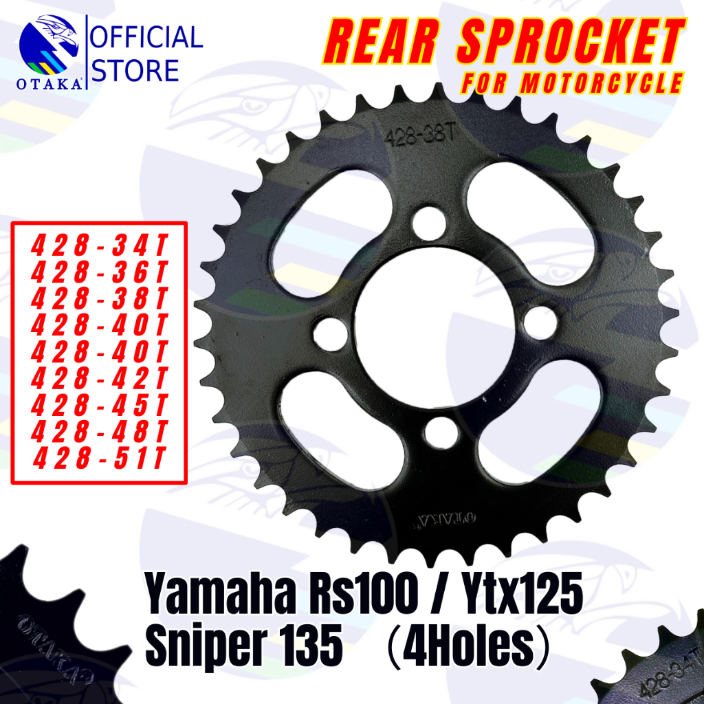 REAR SPROCKET FOR MOTORCYCLE YAMAHA RS100 / YTX125 / SNIPER135 ( 34T ...