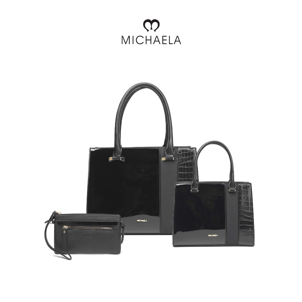 MICHAELA Leather Satchel Bags Set 3 PCS Vintage Luxury Three-Texture ...