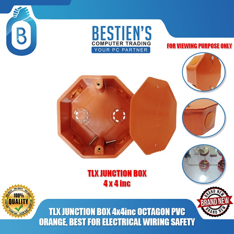 TLX JUNCTION BOX 4x4inc OCTAGON PVC ORANGE, BEST FOR ELECTRICAL WIRING ...