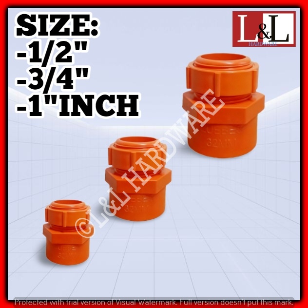 3720 1PCS Orange Electrical Conduit Pipe Male Adapter with Locknut (1/2 ...