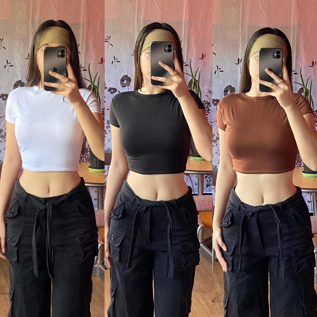 XIN | BASIC CROPTOP DOUBLE LINING TOP | Shopee Philippines