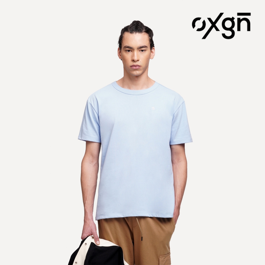 OXGN Logo Embroidered T-Shirt For Men (Light Blue) | Shopee Philippines
