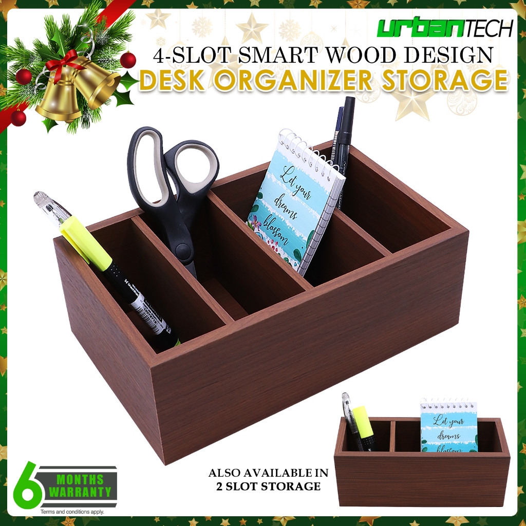 Multifunction Wooden Stationary Pen Holder Office Desk Organizer ...