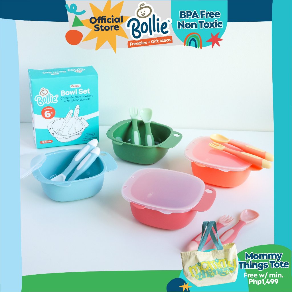 Bollie Baby Fish Feeding Bowl with Bendable Spoon and Fork (Guppy Bowl ...
