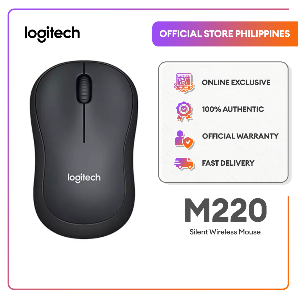 (Black)Logitech M220 Silent Wireless Mouse, 2.4 GHz with USB Receiver ...