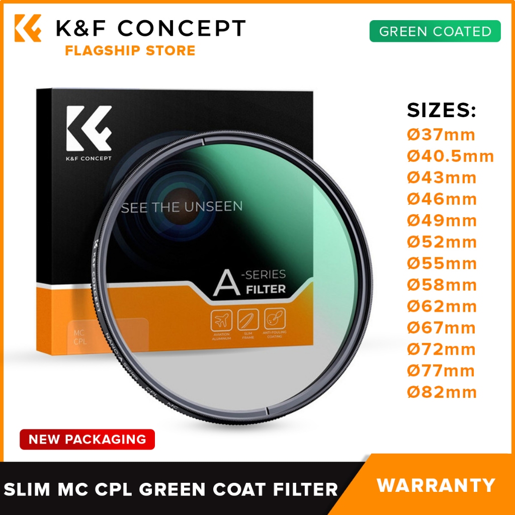 K&F Concept PH Official Multicoated Slim CPL Glass Filter MCCPL Green ...