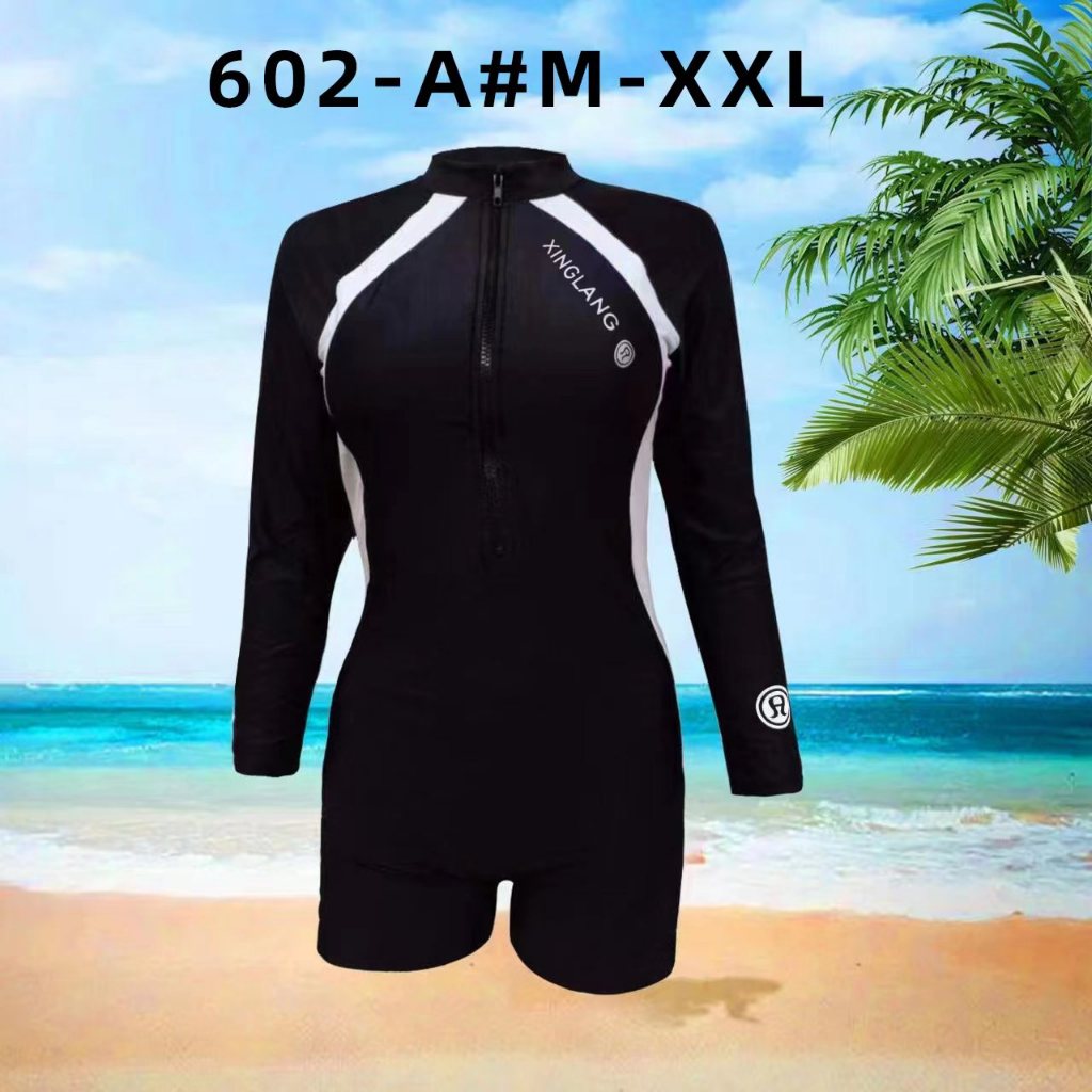 one piece rash guards for women w/half zipper swimsuit long sleeves ...
