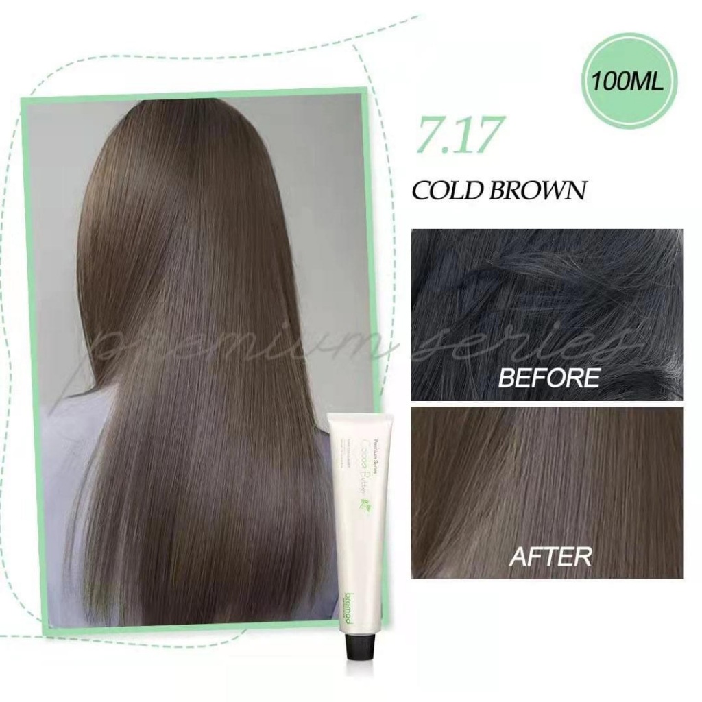 SET BREMOD PREMIUM HAIR COLOR 7.17 COLD BROWN WITH OXIDIZER | Shopee ...