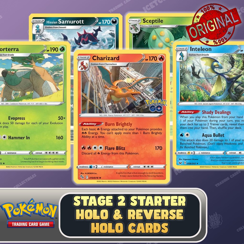 Stage 2 Starter Holo/Reverse Holo Uncommon/Rare Pokemon Cards - Pokemon ...