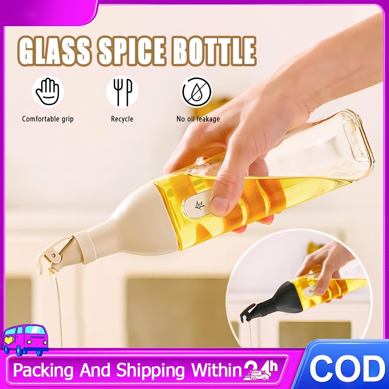 Kitchen Condiments Bottle Set Square Glass Oil Bottle Seasoning Pot ...