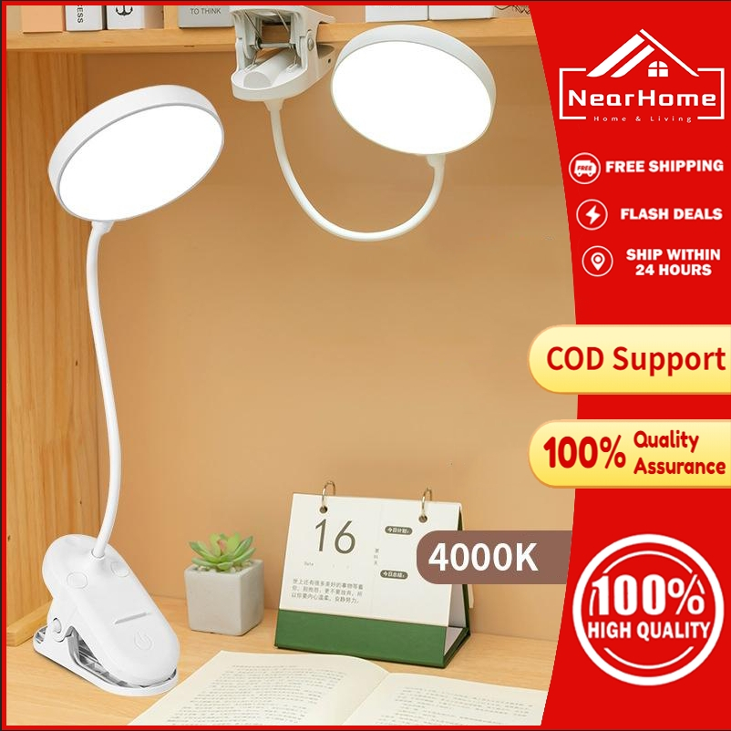New USB Rechargeable Led Clamp Desk Lamp Flexible Gooseneck Touch ...