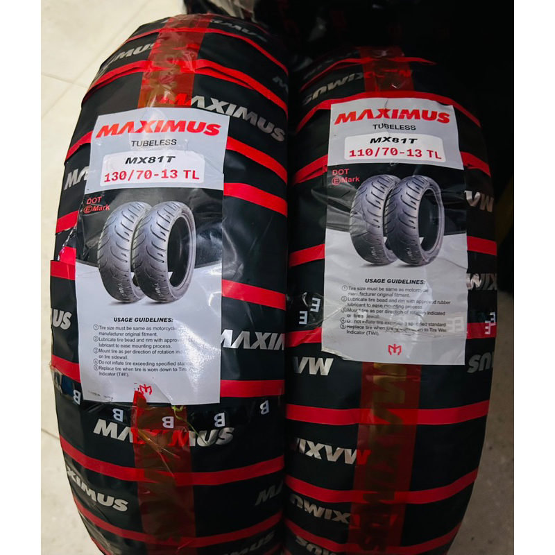 MAXIMUS TUBELESS TIRE FRONT AND REAR OF NMAX.EASYRIDE.RUSI RAPID.RFI ...