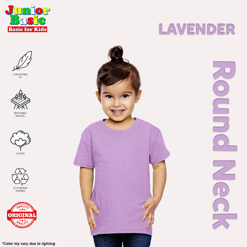 tshirt for kids girl purple shirt round neck lavender tshirt cotton 100 ...