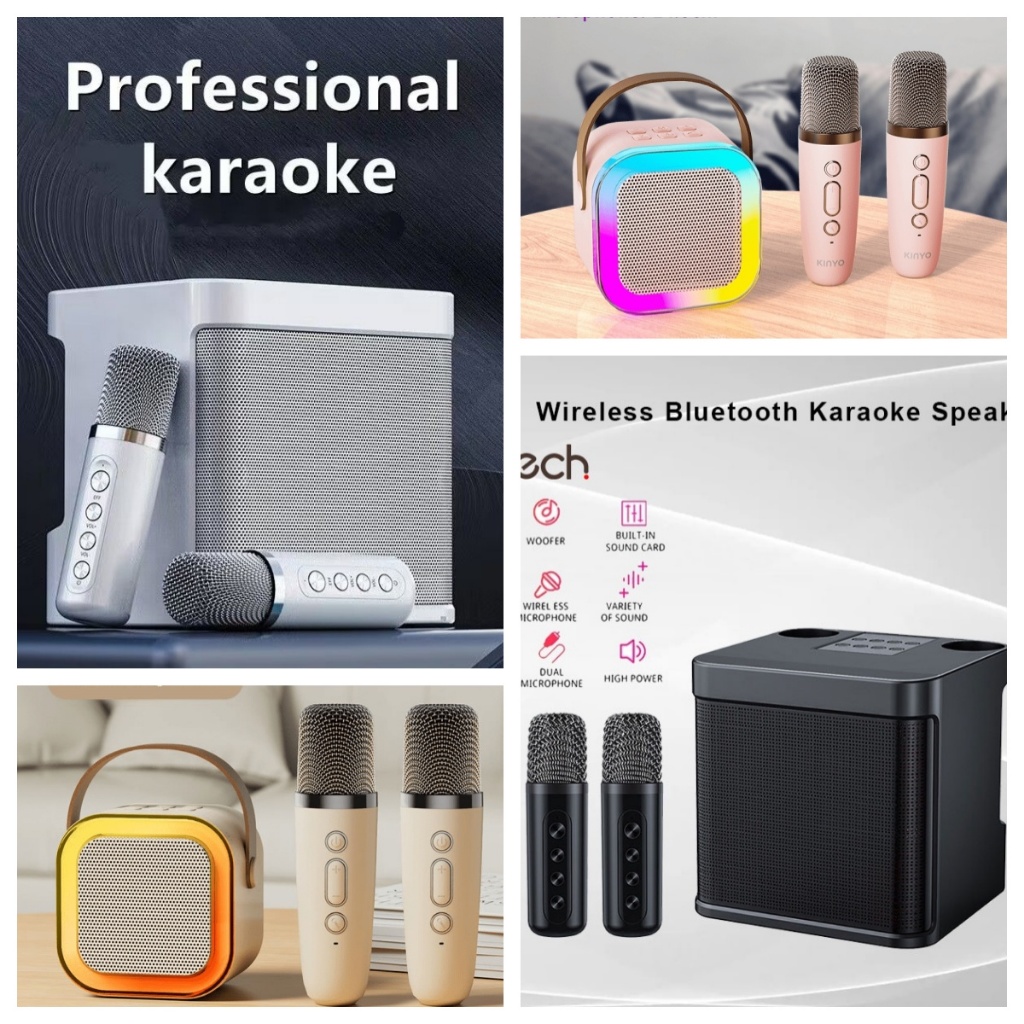 Karaoke Bluetooth Speaker With Wireless Dual Microphone Mini Speaker Portable Device | Shopee ...