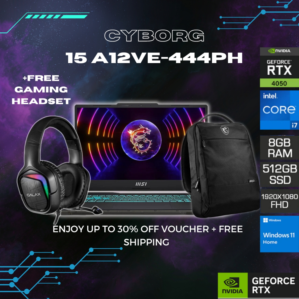 MSI Cyborg 15 A12VE-444PH GeForce RTX™ 4050 i7-12650H 15.6" FHD 512GB ...