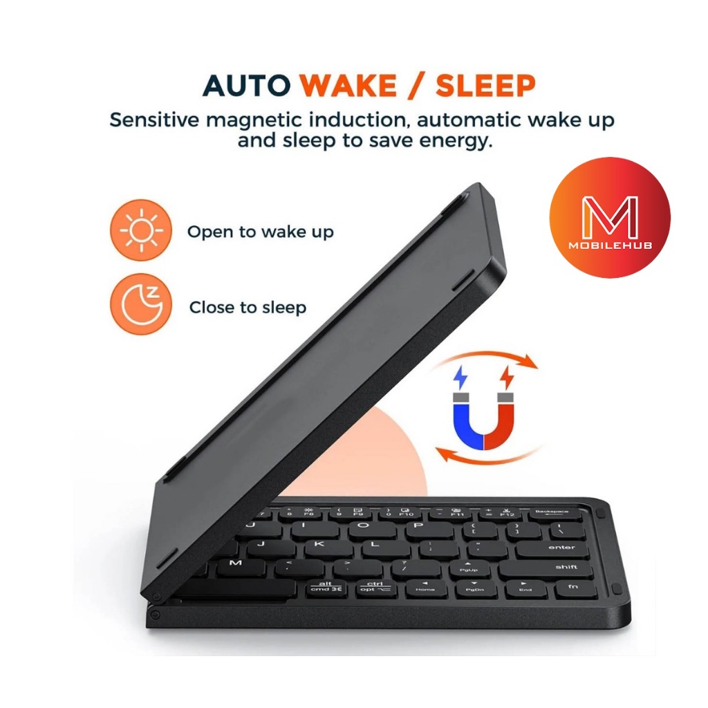 B023 Compact Folding Bluetooth 5.1 Keyboard for Tablets, Smartphones ...