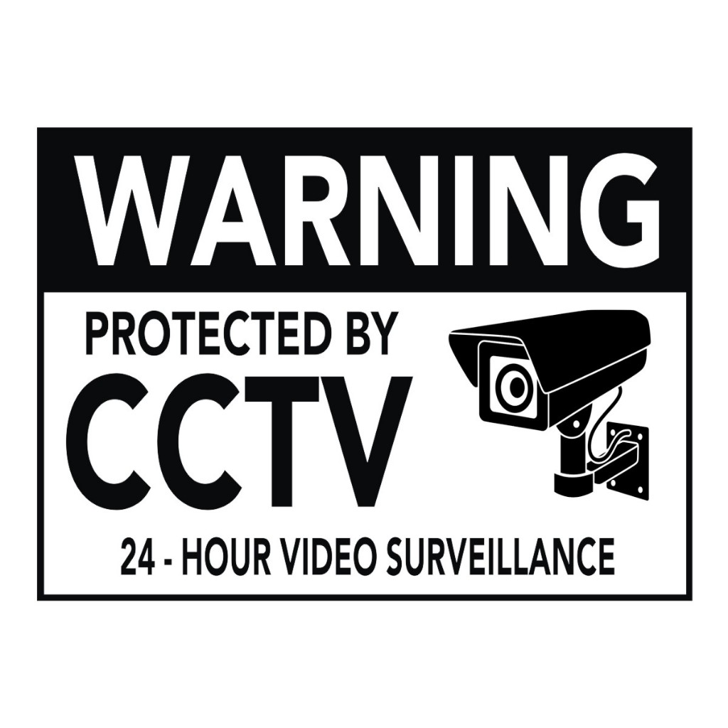 WARNING PROTECTED BY CCTV 24 - HOUR VIDEO SURVEILLANCE WHITE BG SIGNAGE ...