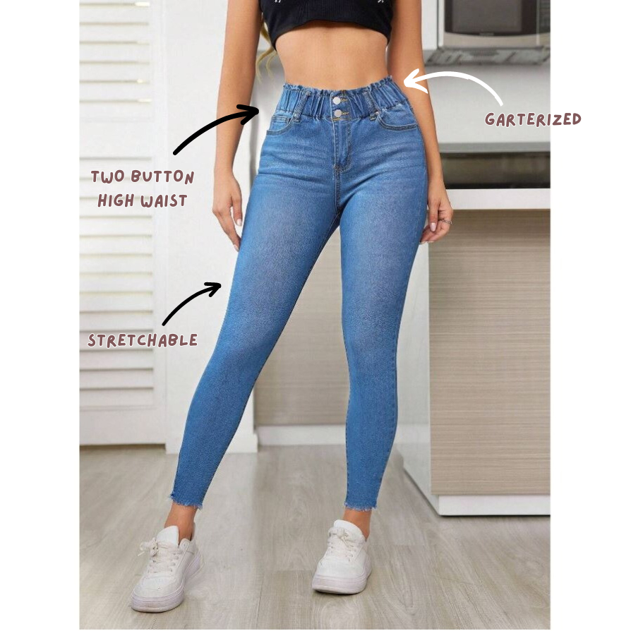 Ladies Skinny Semi Highwaist Jeans #22308 | Shopee Philippines