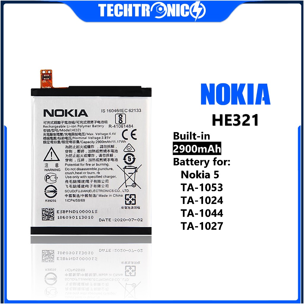Battery HE321 Nokia 5 TA-1053 TA-1024 TA-1044 TA-1027 2900mAh | Shopee ...