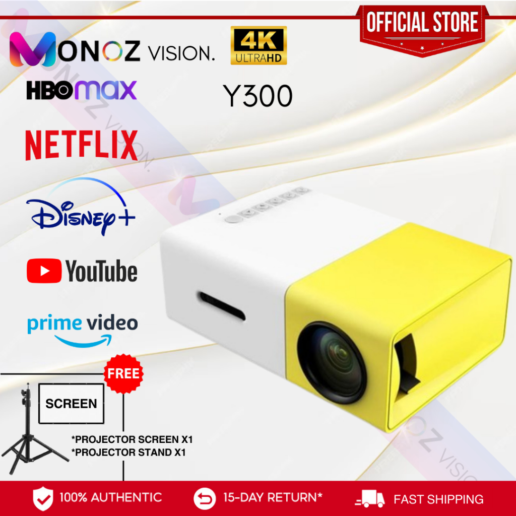 PROJECTOR Y300 Mini Portable Projector LED Full HD Projector Screen ...