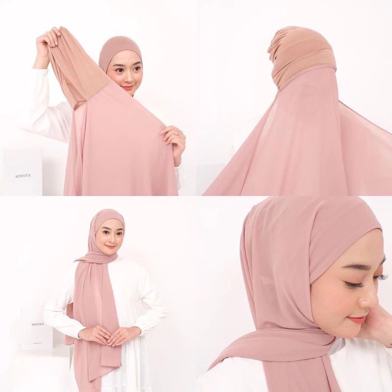 RECTANGLE CHIFFON HIJAB WITH INNER | Shopee Philippines