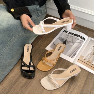 Elegant Jelly Rubber Flip-Flops Block Heels(+1 size slim/+2mataba ...