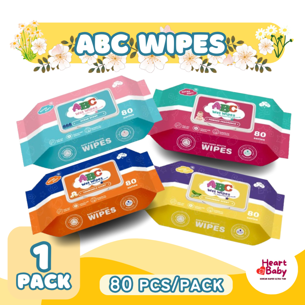 Heart Baby ABC Baby Care Wet Wipes 80 Sheets per pack | Shopee Philippines