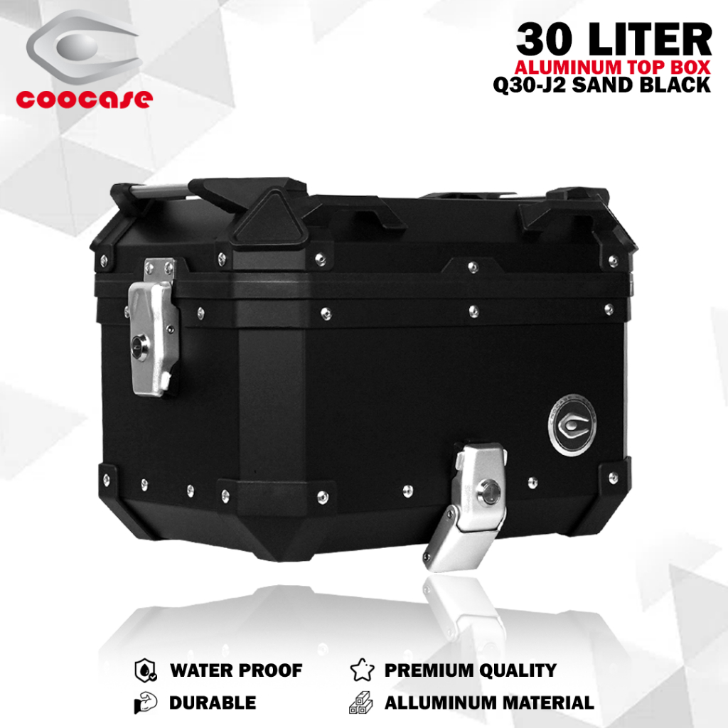 COOCASE ALUMINUM TOP BOX SIDE LOCK 30L / HEAVY-DUTY ALLOY REAR TAIL BOX W/INSULATED BAG + BASE ...