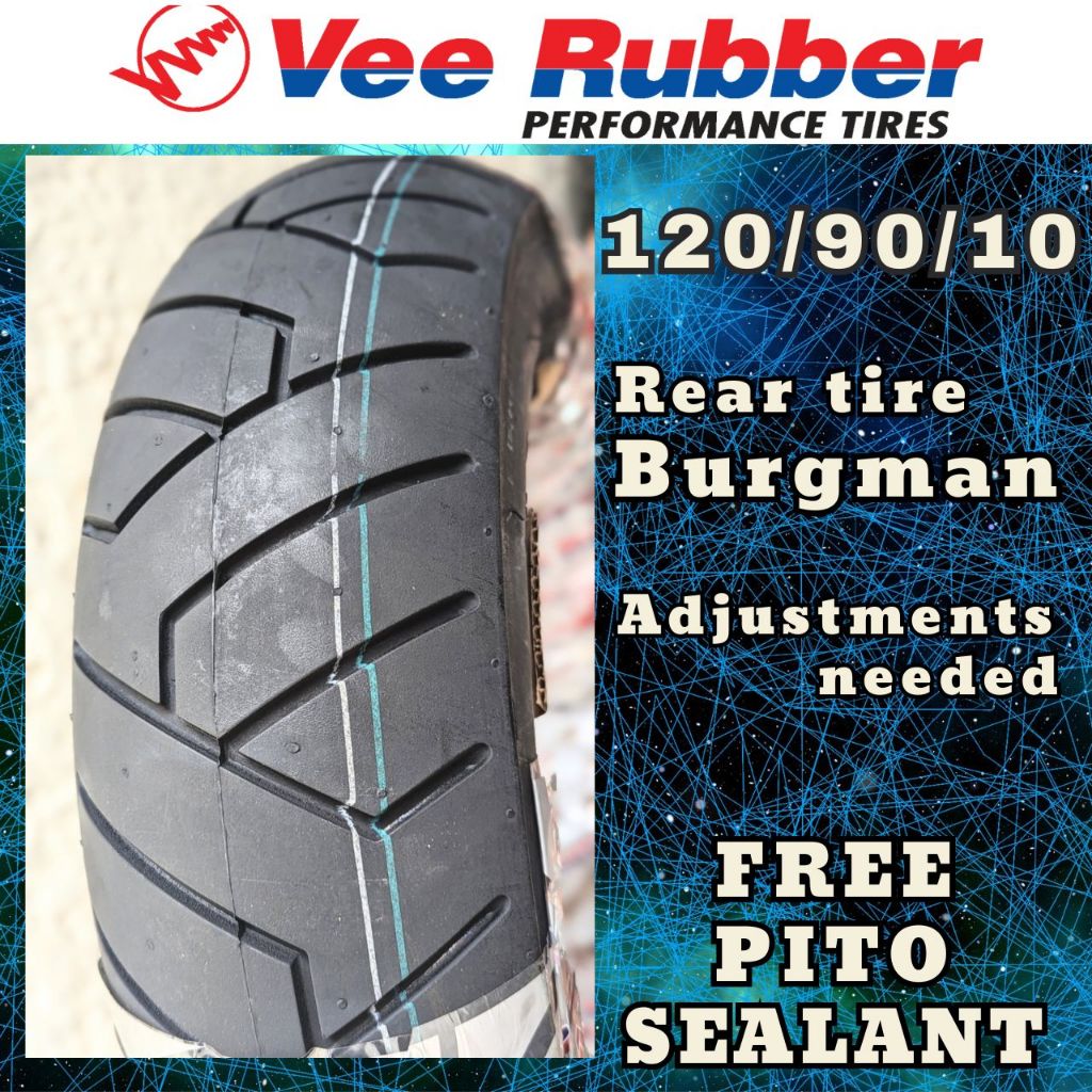 VEE RUBBER 120/90 110/90 120/70 RIM10 TUBELESS BURGMAN REPLACEMENT ...