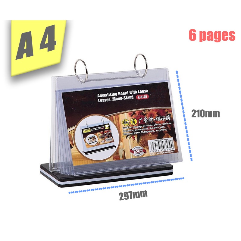 Business permit Holder 6 pages A4 Restaurant Menu Price Card Display ...