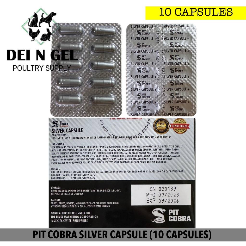 PIT COBRA SILVER CAPSULE PLUS FOR GAMEFOWL (10 CAPSULES) | Shopee ...