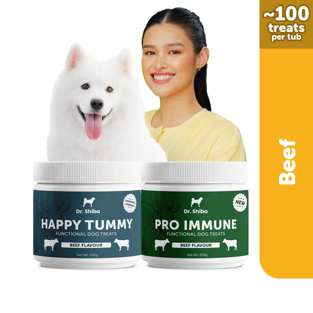 Dr Shiba Happy Tummy & Pro Immune Dog Treats Dog Multivitamins: Dog Food for Overall Dog Health ...