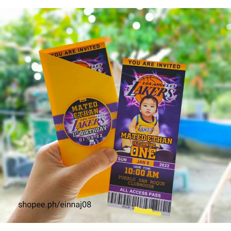 Lakers theme Ticket Invitation | Shopee Philippines