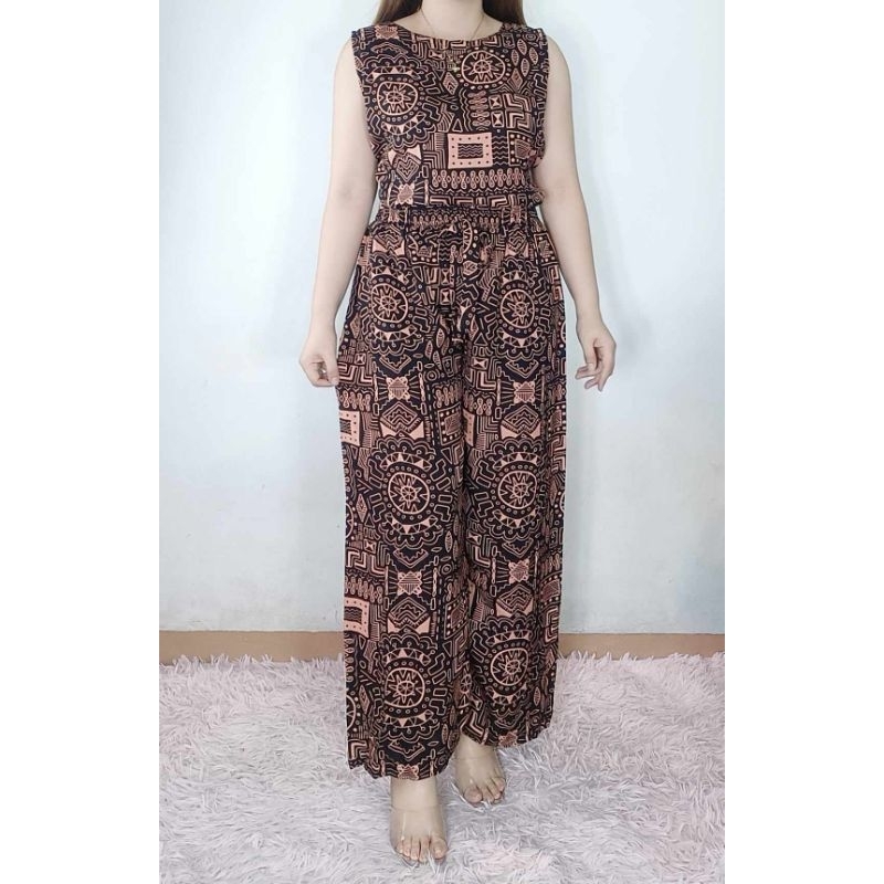 Challis Terno Squarepants/Sleeveless Top | Shopee Philippines