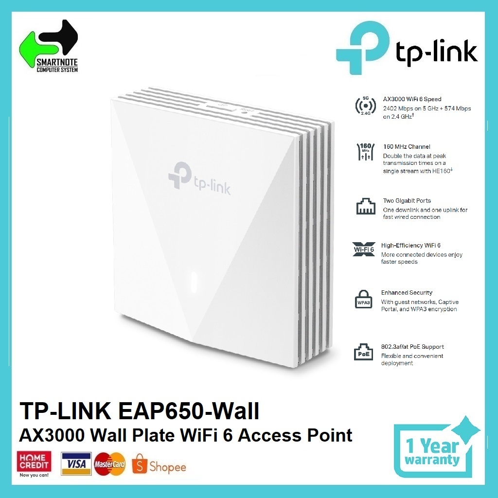 TP-LINK EAP650-Wall New AX3000 Wall Plate WiFi 6 Access Point | Shopee ...