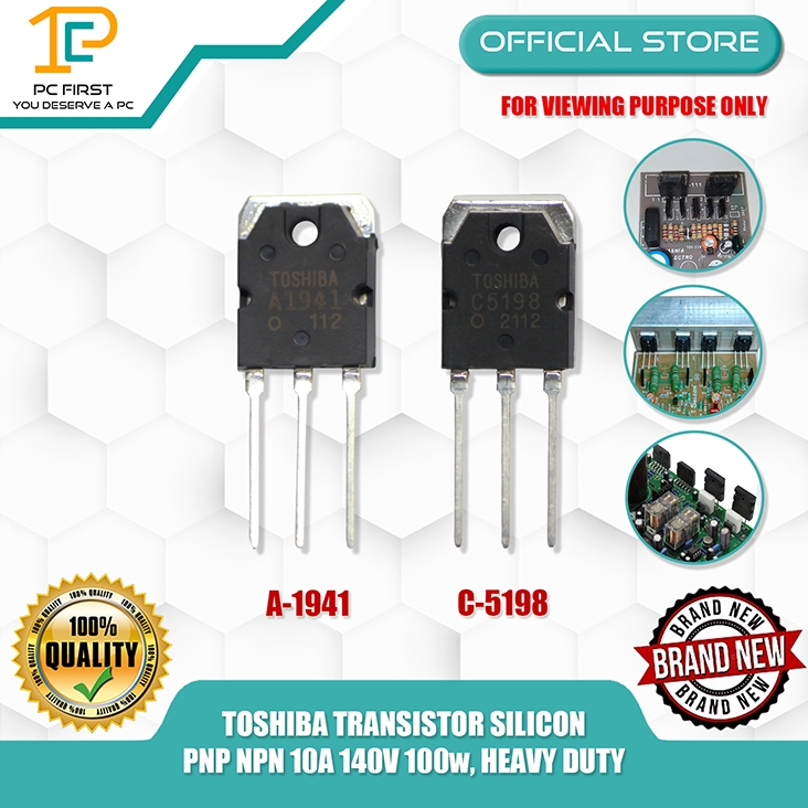 TOSHIBA TRANSISTOR SILICON, PNP NPN 10A 140V 100w, HEAVY DUTY | Shopee ...