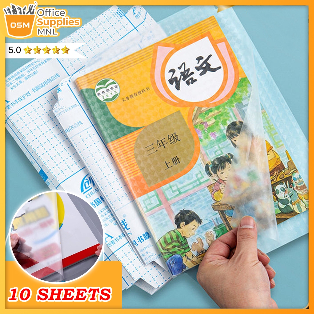 10 Sheets Self-Adhesive Book Wrapper Transparent Self-Adhesive Plastic ...