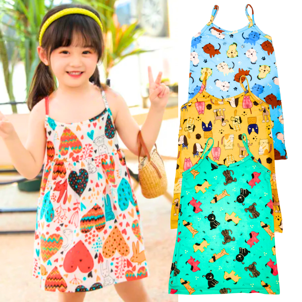 1PC SPAG STRAP DRESS PAMBAHAY CLOTHING for BABY GIRL w/ ANIMAL PRINTS ...