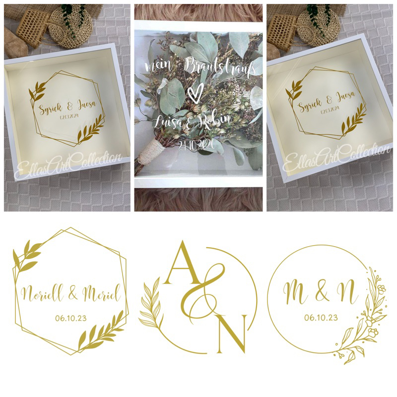 Personalized 3D Frame For Wedding Essentials w/ Names on glass 16x16x3 ...