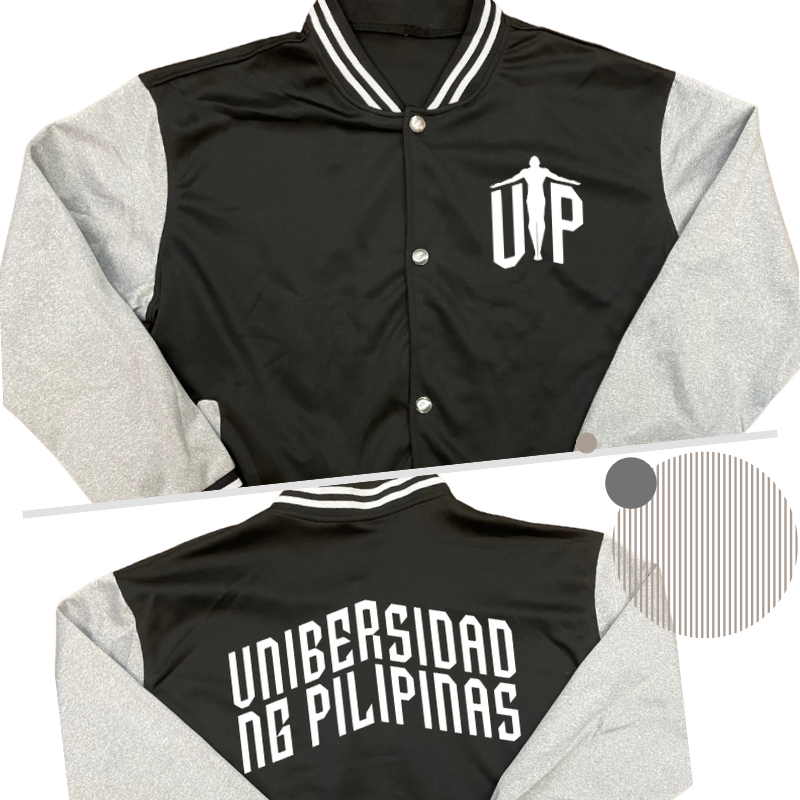 [New Arrival] UP Unibersidad ng Pilipinas Black/Gray Baseball Jacket ...