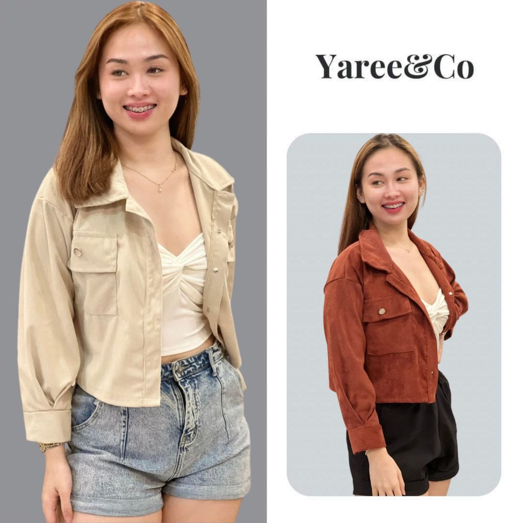Yaree&Co. Julie Corduroy semi croptop jacket | Shopee Philippines