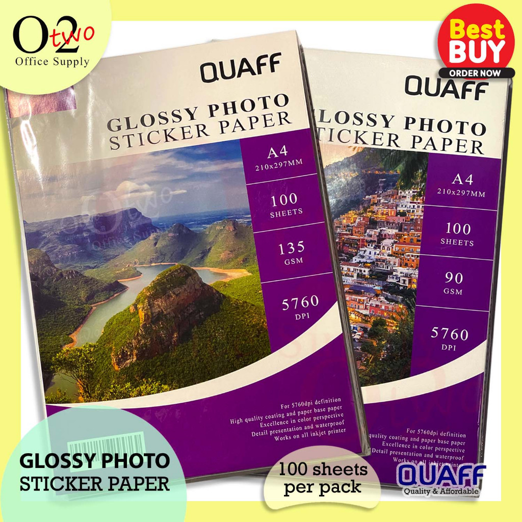 QUAFF Glossy Photo Sticker A4 (135gsm/90gsm)100 Sheets | Shopee Philippines