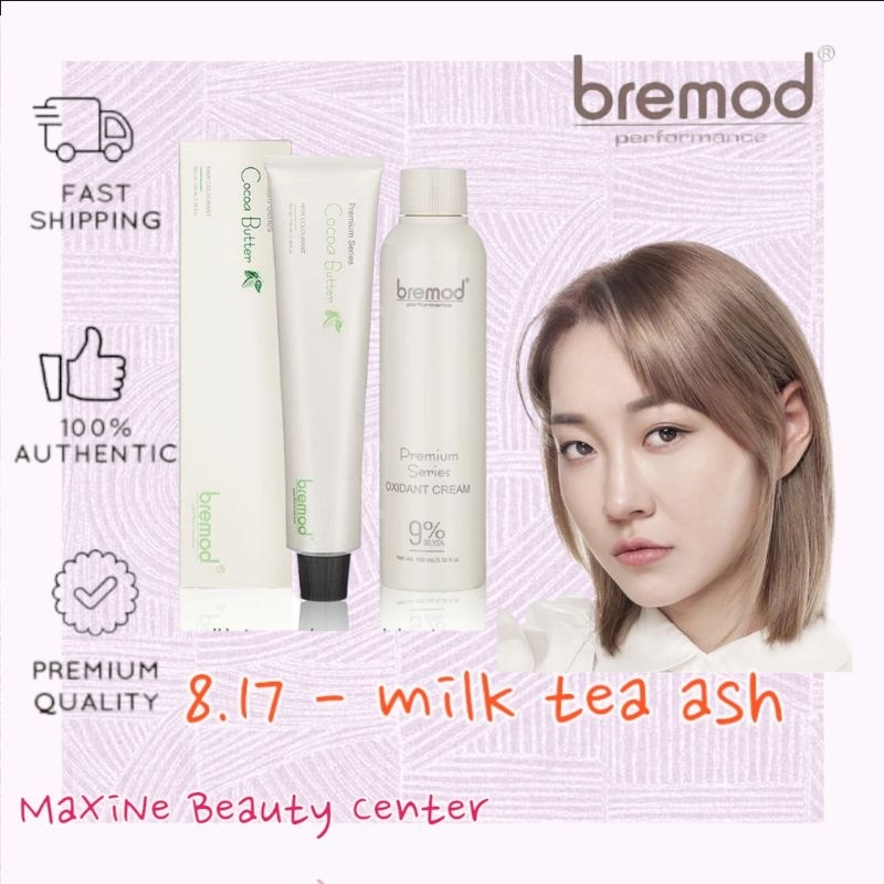 BREMOD PREMIUM 8.17 milk tea ash hair colorant, 100mL | oxidizing cream ...