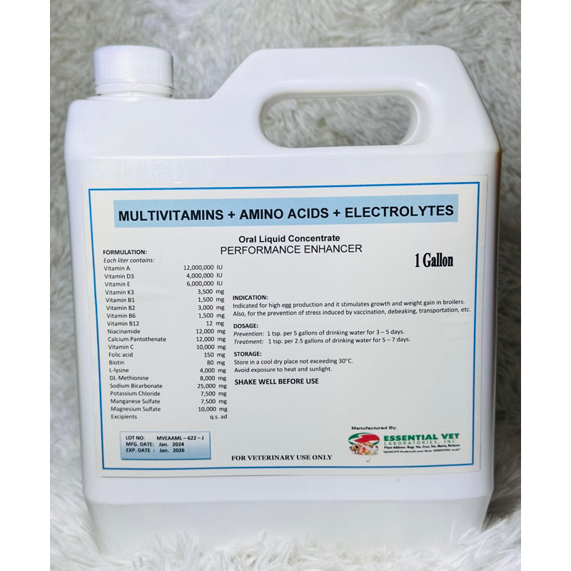 MULTIVITAMIN+AMINO ACID+ELECTROLYTES 1 GALLON * 4 LITERS *( ESSENTIAL ...