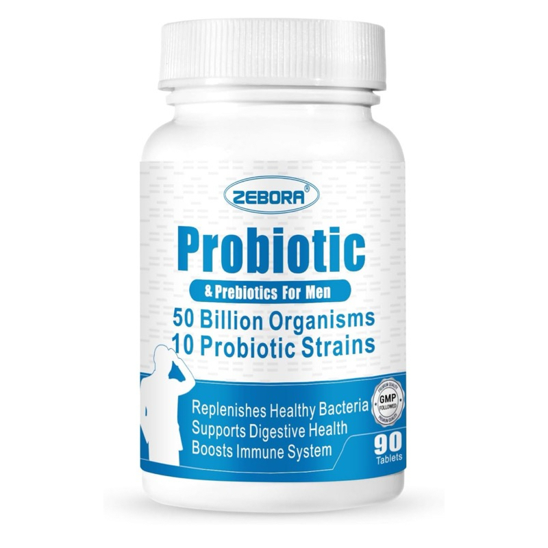 Zebora Probiotic & Prebiotics For Men 90 Tablets,50 Billion CFU,Immune ...