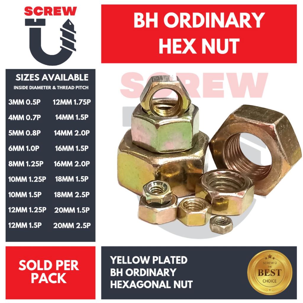 Hex Nut | BH Nut Ordinary | Tetanized Hexagonal Nut | Shopee Philippines