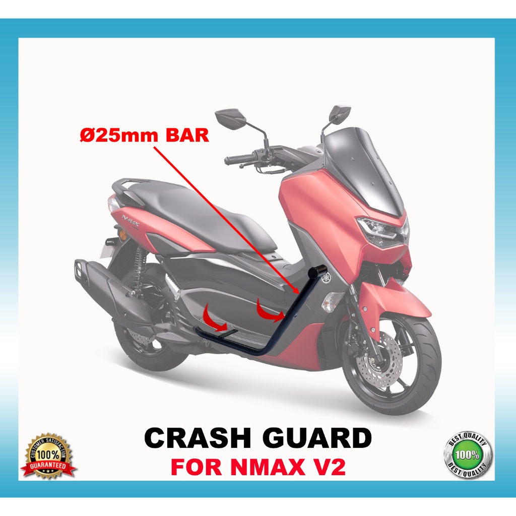 Motorcycle CRASH GUARD for ADV150, ADV160, NMAX V1/V2, AEROX V1 & V2 & PCX160, Protective Bump ...