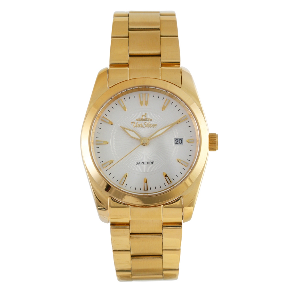 UniSilver TIME Men's sapphire Glass Gold Analog Stainless steel watch ...